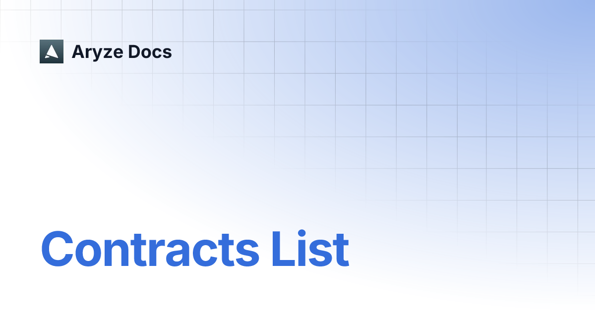 Contracts List | Aryze Docs
